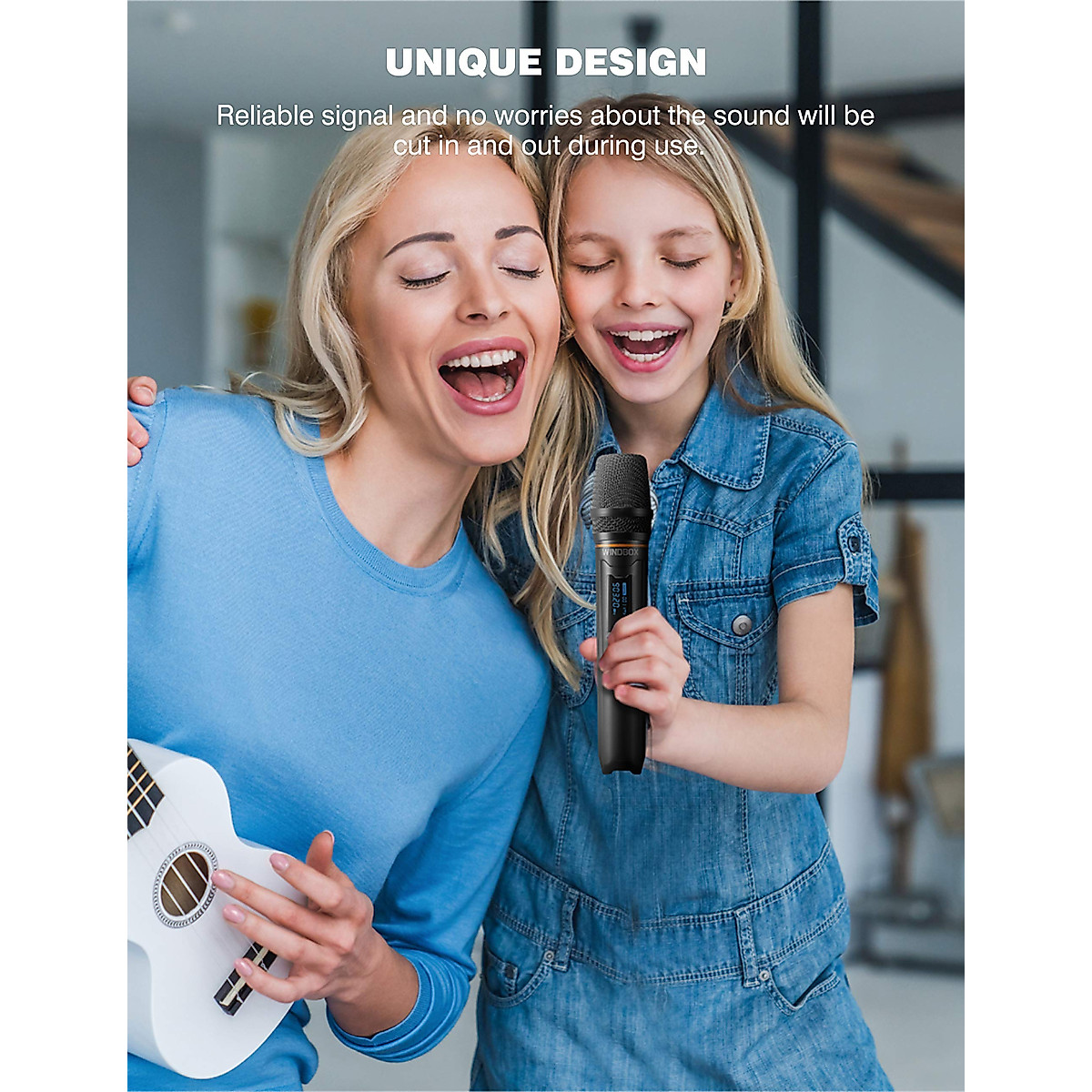 ARISEN Wireless Microphone System, Professional Karaoke Microphone UHF Dual Channel Handheld Microphone, 200ft Range Receiver and 2 Handheld Mic Set, Cordless Mic Systems for, Church, Wedding, DJ