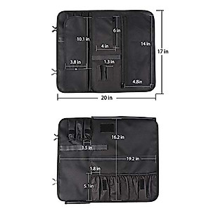 Wessleco Chef Knife Bag(8+ Slots) Roll Up Knife Bag Pouch for Kitchen Utility Tool and Travel Storage (Grey, Pouch Only)