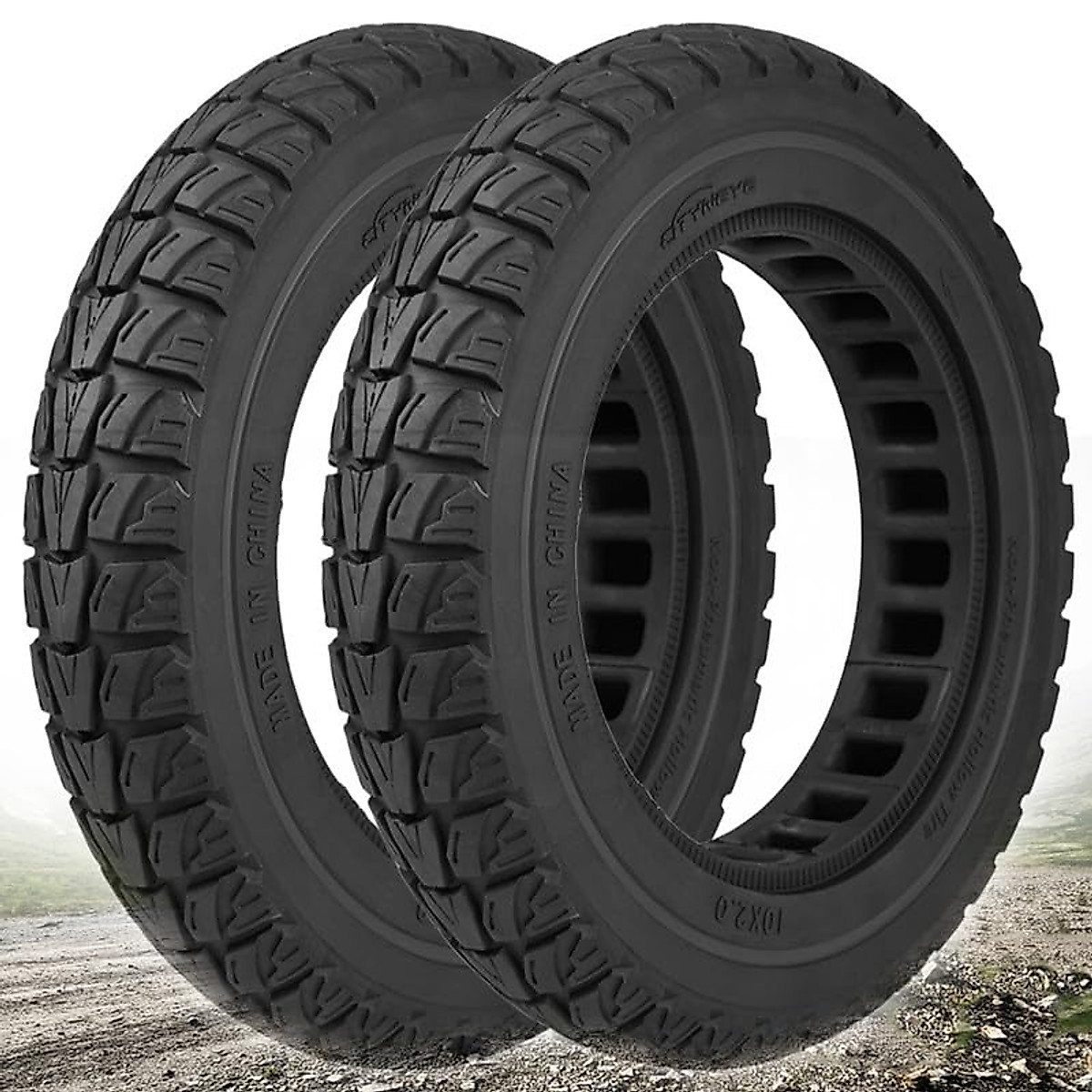 GLDYTIMES 10X2.125 Solid Tire: 50/75-6.1 Tires Replacement for Gotrax G4 GXL V2 Ninebot D40x F25 F30 F35 F40 F45 F60 Electric Scooter, 10x2/54-152, 10 Inch Off Road Front Rear Tubeless Wheel