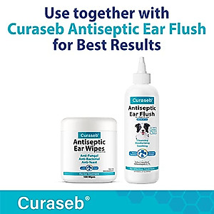 Curaseb Cat & Dog Ear Infection Treatment Wipes – Treats Infected Ears, Inflammation & Itchiness – Cleans & Deodorizes – 100 Wipes