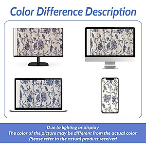 DriftAway Freda Jacobean Floral Linen Blend Blackout Thermal Insulated Energy Saving Privacy Window Linen Curtain Valance Rod Pocket 2 Layers Single 52 Inch by 18 Inch Plus 2 Inch Header Navy Beige