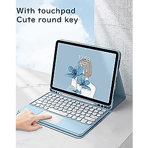 HENGHUI Keyboard Case with Touchpad for iPad Air 13 inch M2/ iPad Pro 12.9 inch 6th 5th 4th 3rd Generation Cute Round Key Color Keyboard Detachable Touch Keyboard Cover (Pink)