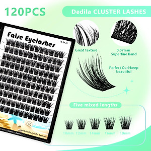 Large Tray- 10-20MM Available 120 Pcs D Curl Cluster Eyelashes Makeup Volume Eye Lashes Extensions Natural Long Wide Stem Individual False Eyelashes (16mm)