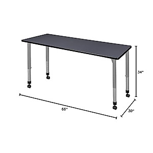Romig Kee 66 x 30 in. Height Adjustable Mobile Classroom Activity Table- Grey Top & Grey Base