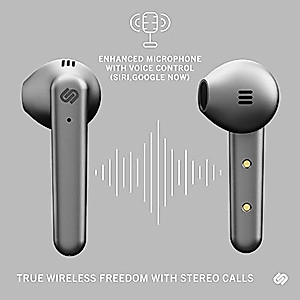 Urbanista Stockholm Plus True Wireless Earbuds - Over 20 Hours Playtime, IPX4 Waterproof Earphones, Bluetooth 5.0 Headphones, Touch Controls & Enhanced Microphone for Clear Calling, Titanium