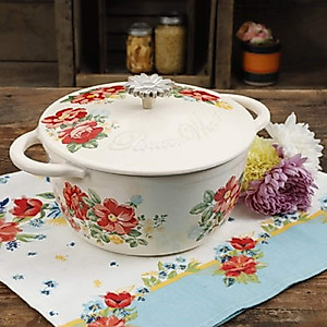 The Pioneer Woman Timeless Beauty Vintage Floral 3-Quart Enameled Cast Iron Casserole w/Lid