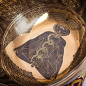 Large Tibetan Singing Bowl Set - Hand Carved 12" Master Healing Professional Grade For Sound Bath Chakra 7 Metal Meditation Yoga By Himalayan Bazaar