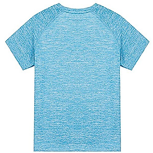 AMERICLOUD Boy's Quick Dry Short-Sleeve T-Shirts Active T Shirts for Boys 3-12 Years Old (Blue-L)