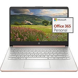 HP 14" Ultral Light Laptop for Students and Business, Intel Quad-Core N4120, 8GB RAM, 192GB Storage(64GB eMMC+128GB Micro SD), 1 Year Office 365, Webcam, HDMI, WiFi, USB-A&C, Win 11 S (Renewed)