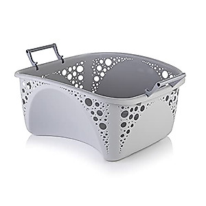 Minky Homecare 10gal Stackable Laundry Basket, Easy to Carry, Folding Handles – Ideal For Multipurpose Storage, Grey