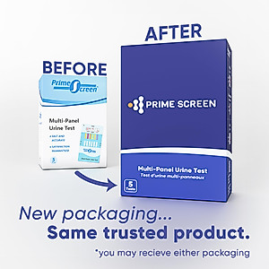 Prime Screen Marijuana (THC) Multi Panel Urine Test Kit. Highly Sensitive THC 3 Level Drug Test Kit- Multi Level Detecting Any Form of THC Cannabis Test at 15 ng/mL, 50 ng/mL, and 100 ng/mL - [5 Pack]