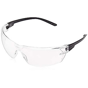 AmazonCommercial Double Lens Safety Glasses (Clear/Black), Anti-scratch, 12-pack