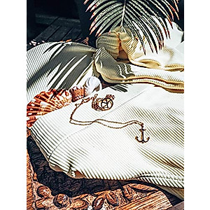 MEVECCO Gold Dainty Anchor Pendant Necklace,14K Gold Plated Cute Horizontal Hammered Necklace for Women