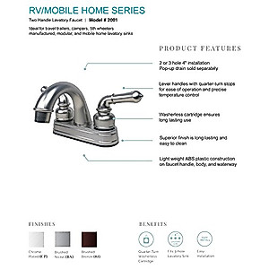 Laguna Brass 2001CP RV Mobile Home Non-Metallic Centerset Lavatory Faucet, Chrome Finish