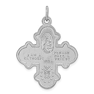 IceCarats 925 Sterling Silver Four Way Holy Cross Religious Medal Necklace Christian Pendant Scapular Charm 36mm x 35mm Only