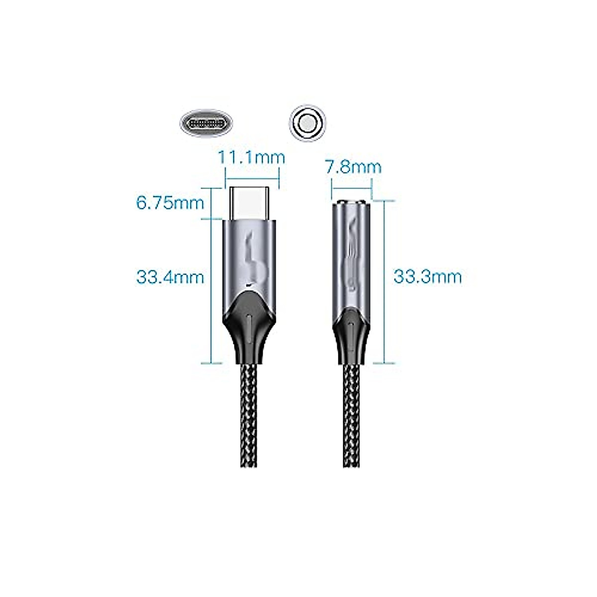 Hubs USB C to 3.5mm Jack Earphone Type C to 3.5 Headphone AUX Adapter Audio Cable USB Hubs (Size : 1.0m)