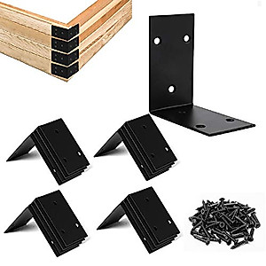 16 Pcs Garden Bed Corner Bracket- Black Pre-drilled Metal Garden Bed Corner Braces with M4 × 20MM Screws Planter Box Right Angle Brackets for Connecting Garden Bed