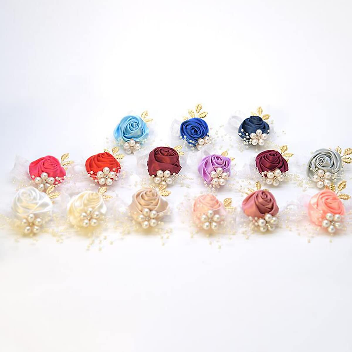 Snadulor 1 Pcs Wrist Flower,Wedding Bridesmaid Bride Wrist Corsage Decoration Hand Flower,Royal Blue