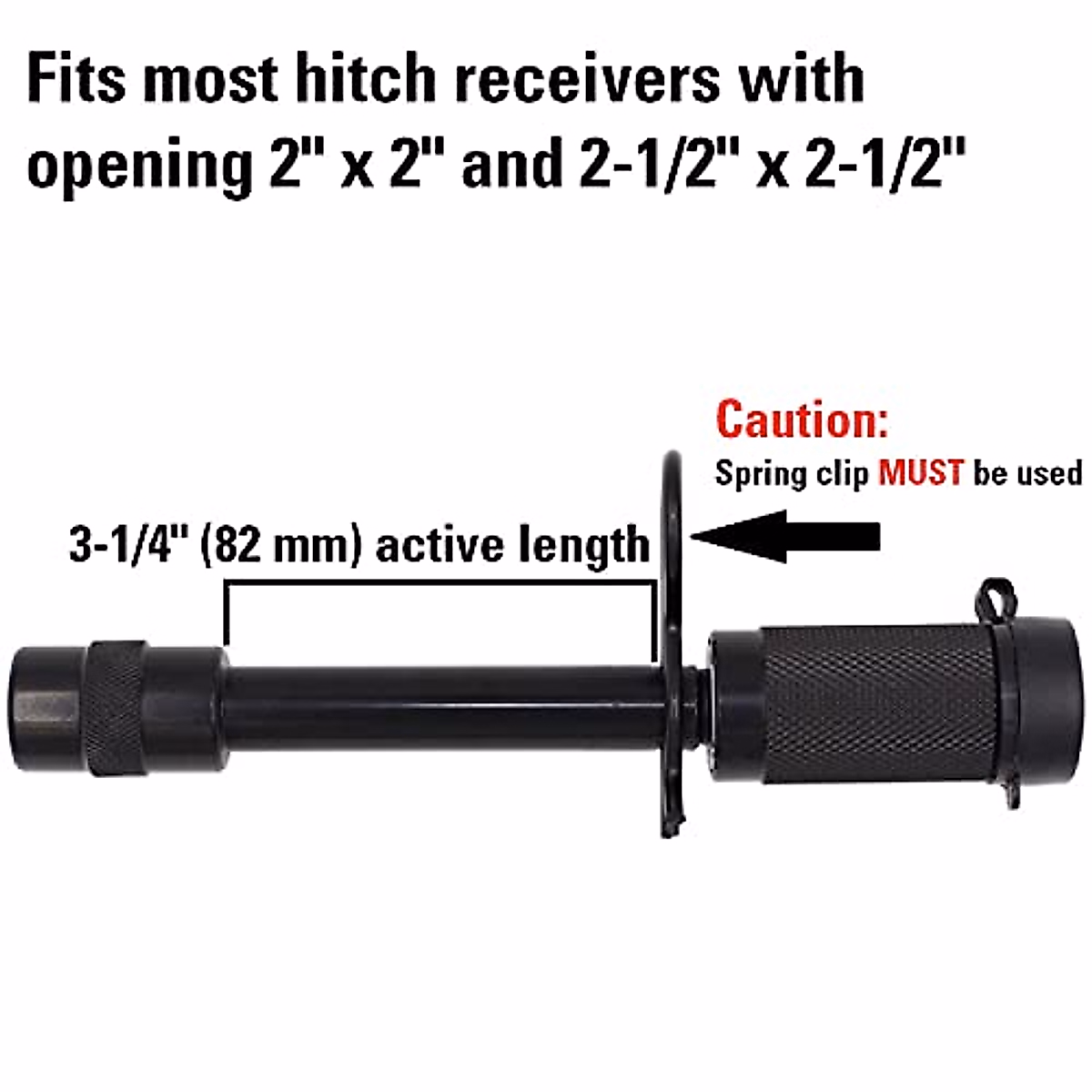 TowWorks 79630 Keyed Alike 5/8" Trailer Hitch Lock with Extra Long 3-1/4" Span, Double Safety Tow Hitch Receiver Locking Pin for Class III IV Hitches with 2" and 2.5" Receivers