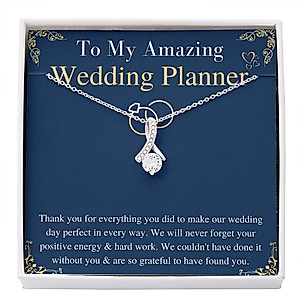 Meaningful Jewelry Gifts For Wedding Planner Necklace from bride and groom Thnak you gift for Event Organizer Jewelry for Wedding Ceremony Keepsake gift with Message Card (Standard Black Box)