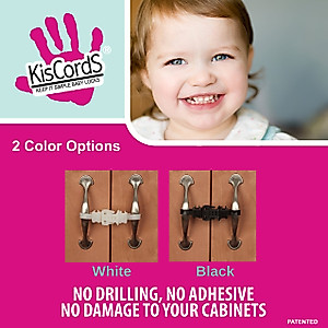 Kiscords Baby Safety Cabinet Locks for Handles Child Safety Cabinet Latches for Home Safety Strap for Baby Proofing Cabinets Kitchen Door RV No Drill No Screw No Adhesive /4 Pack (Black)