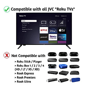 OEM Replacement Remote Control Compatible with All JVC HDR Roku Smart LED TVs 【Only Works with JVC Roku TV, Not for Roku Stick and Roku Box】 (Netflix/Disney Plus/Apple TV+ / HBO Max)