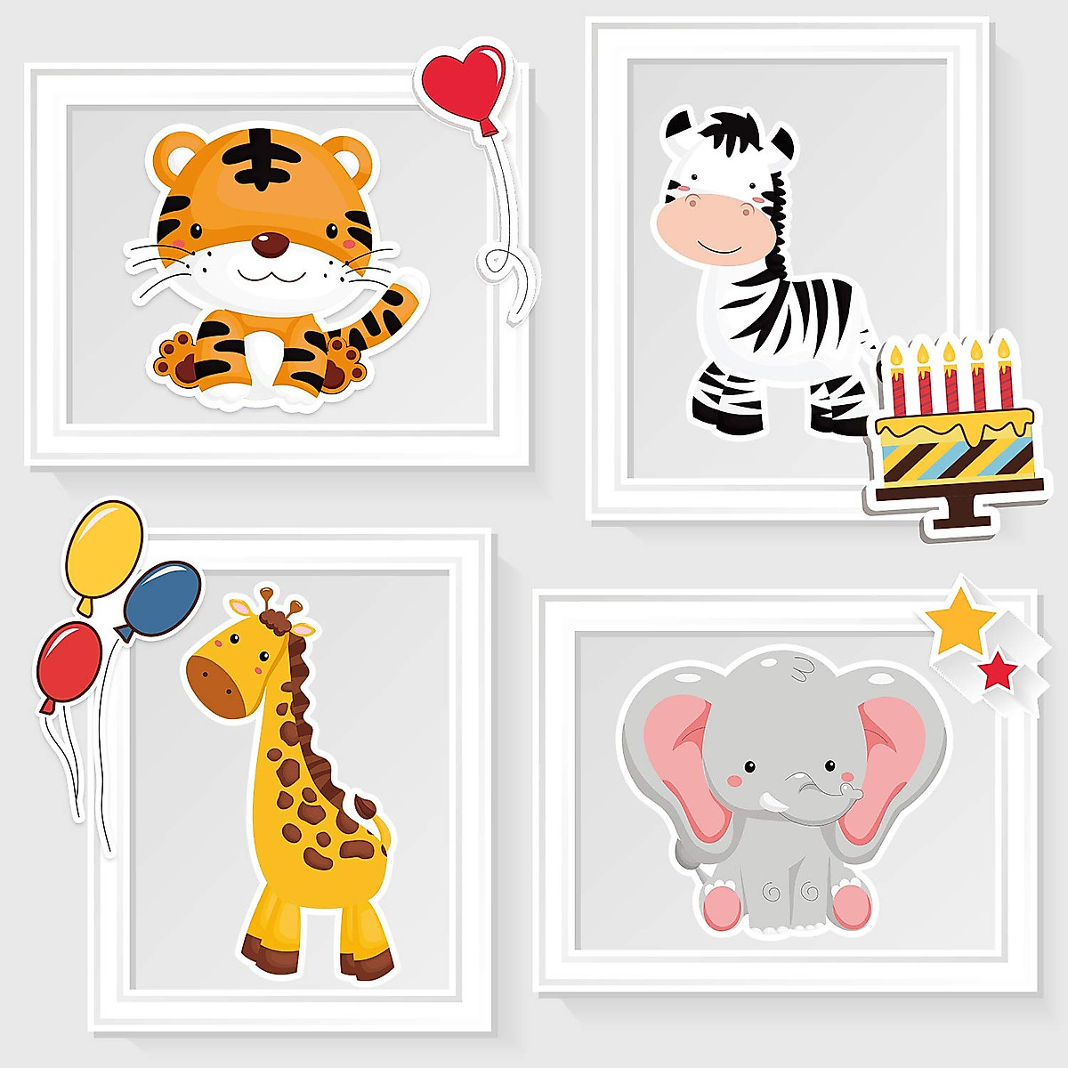 Blulu Jungle Animal Party Decorations - Centerpiece Sticks Animals Cutouts for Baby Shower or Birthday Party - Table Toppers, 28 Pieces