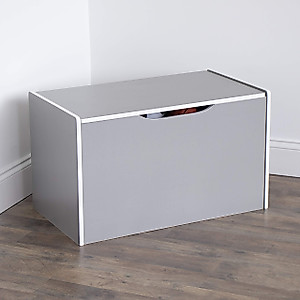 Humble Crew Storage Toy Box with Hinged Lid, Grey/White