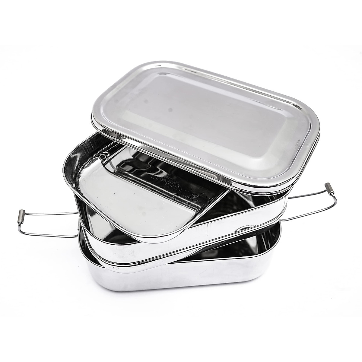POSHGRAM Eco-Friendly STAINLESS STEEL BENTO BOX for adults and kids, 3-Tier Lunch Box For adults and kids, Size 6.4 * 4.4 * 3.3 (Inches)