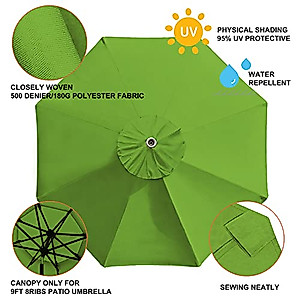 EliteShade USA Sunumbrella 9ft Replacement Covers 8 Ribs Market Patio Umbrella Canopy Cover (CANOPY ONLY)(Macaw Green)