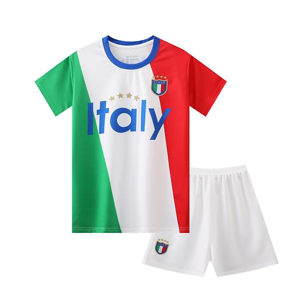dreamecho Argentina Brazil USA Canada Sports Soccer Football Boys Kids Youth Jersey Shirt Kit Shorts Set (Team-Italy, Age 6-8 Yr)