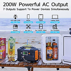 200W Portable Power Station, FlashFish 40800mAh Solar Generator With 110V AC Outlet/2 DC Ports/3 USB Ports, Backup Battery Pack Power Supply for CPAP Outdoor Advanture Load Trip Camping Emergency.