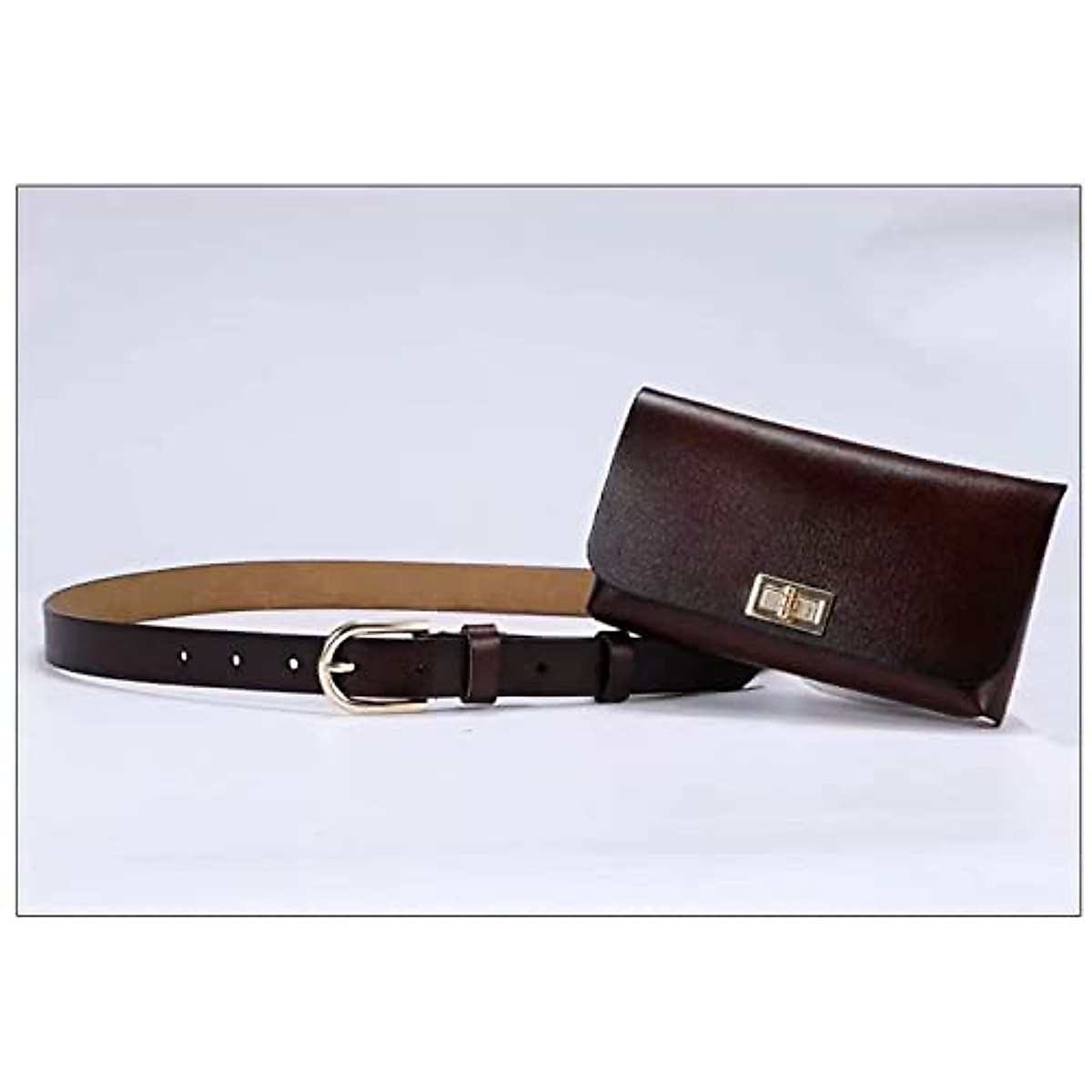 Fashion Belt for Women`s Dress and pants with Removable Mini Waist Bag, Cell Phone Pocket (Coffee), 43 inch