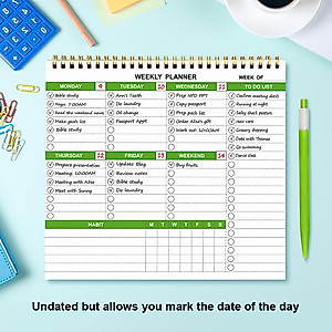 Spiral Weekly Planner with Habit Trackers, 8.7" X 9.5", 2 Pack Weekly To Do List Notepad with Calendar, 52 Sheets Tear Off Note Pad, Work and Personal Organizer