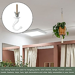 YOKIVE Ceiling Hanging Hook, Heavy Swag Hook Hanging Planter, Great for Office, Home, Daily Use (White, 1.9x2.6-Inch)