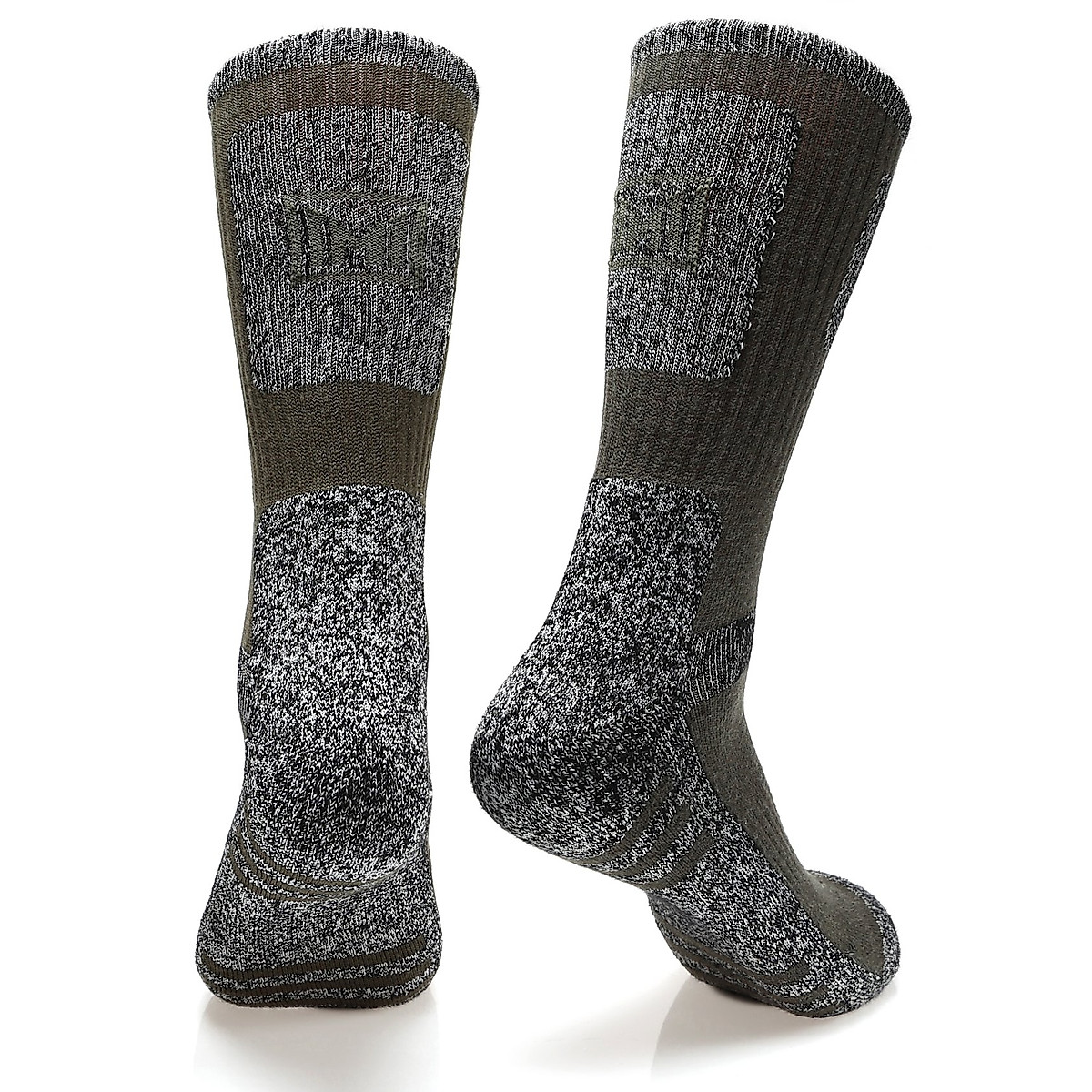 MIRMARU M201-Men's 5 Pairs Multi Performance Outdoor Sports Hiking Trekking Crew Socks (2Black, 2Char, 1Olive)