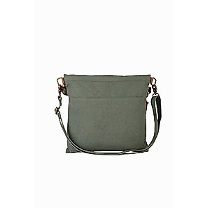 Mona B. Ash Fold-Over and Intermix Convertible Upcycled Canvas Tote and Crossbody Bag with Vegan Leather Trim (Fold_Over-Aegean)