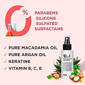 LIKATO Leave in Conditioner Spray for Hair - Professional Hair Detangler Spray for Women and Men 10 in 1 that Immediately Transforms the Look of Hair with Argan - Macadamia Oil & Vitamins (1 bottle)