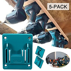 5 Packs Tools Drill Mount Holder, Fit for Makita 18V Li-ion Drill Tools Holder Dock Hanger with 20 Screws(cyan-blue, No Tool)