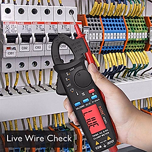 ACM91 Clamp Multimeter Digital AC DC Current Clamp Meter True RMS Auto Range 6000 Counts 100 amp Mini Meter With Temperature Capacitance NCV Measure LoZ Volts