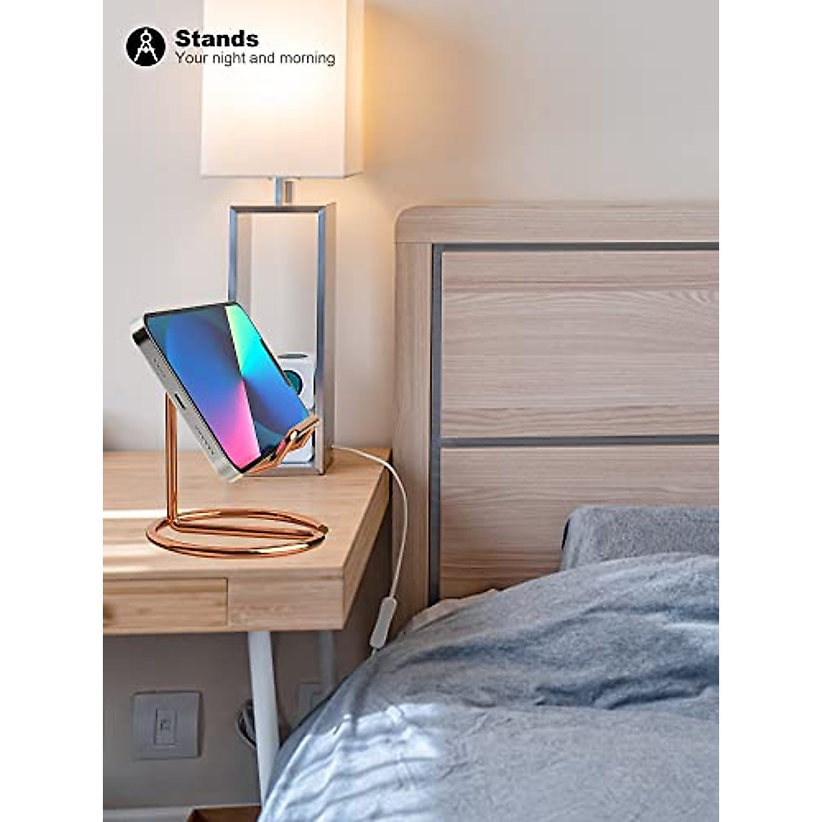 XUNICUTE Cell Phone Stand, Phone Stand for Desk, Office Portable Cute Cell Phone Holder, Compatible with All Mobile Phone, iPhone, iPad, Switch, Tablet 4-6.5'' Desk Accessories (Rose Gold)