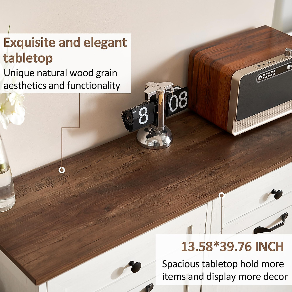 Spurgehom 13 Gallon Tilt Out Trash Cabinet Kitchen Waste Bins, Laundry Hamper Tilt Out Pet Proof Hidden Trash Bin for Kitchen Living Room, Antique White