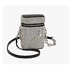 HappyERA Bling Rhinestone Cell Phone Purse Evening Handbag Wallet Crossbody Clutch Bag - Silver