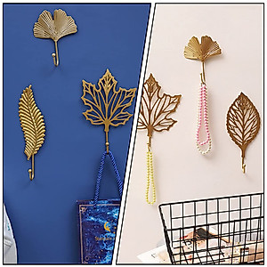 Hemoton Heavy Duty Garment Rack 2Pcs Iron Ginkgo Leaf Hooks Nordic Style Hooks Wall Mounted Hook Wall Hanger for Cloakroom Hallways Living Room ? Gold ? Backpack Hanger