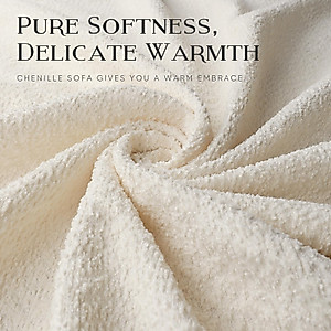 Zelimon Couches for Living Room, 89" Sofa Couch with Extra Deep 3 Seats, Tool-Free Setup Sofa Bed, Modern Cotton Chenille Fabric Sleeper Sofa for Small Spaces, Living Room, Bedroom, Apartment, Beige