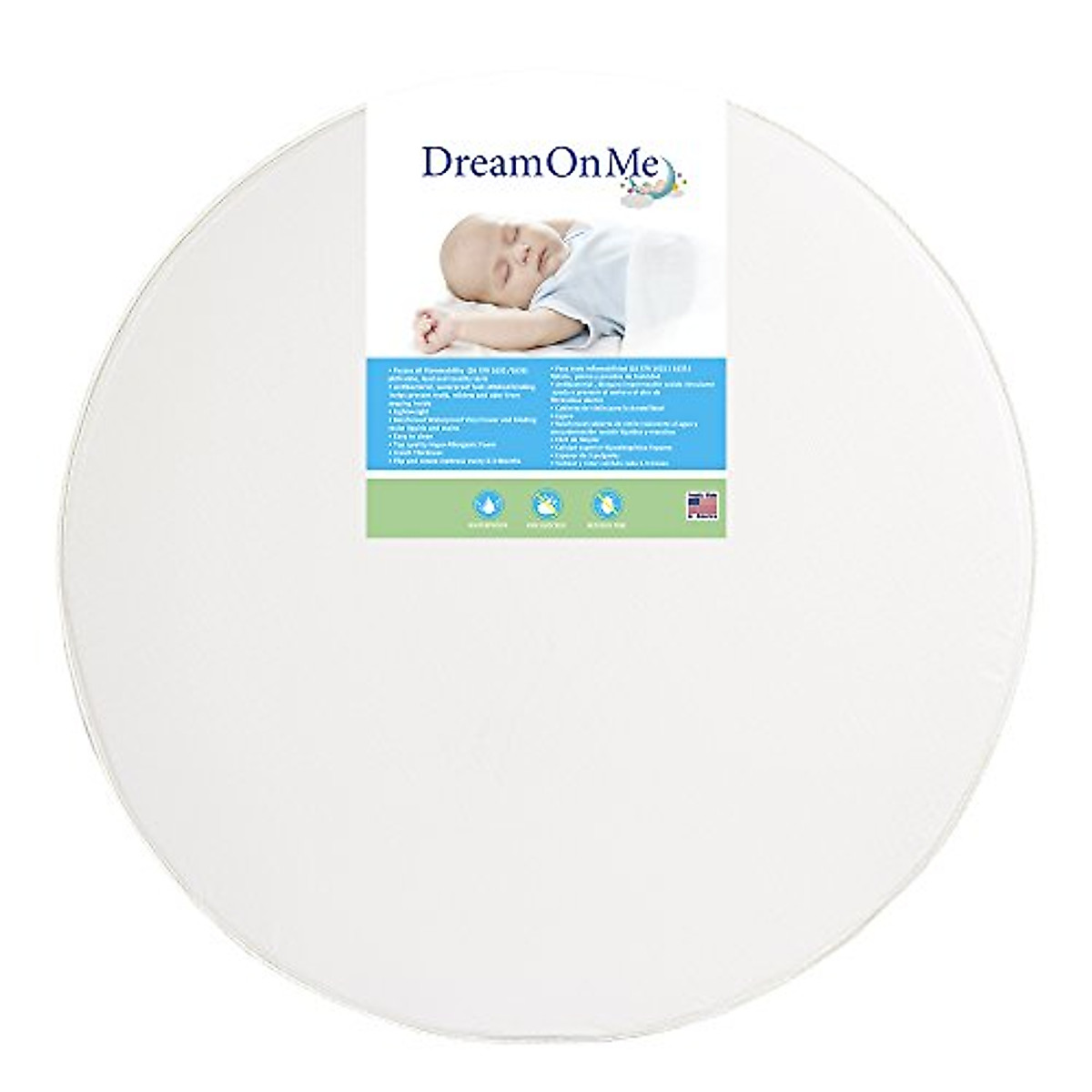 Dream On Me 4” Round Crib Playmat/Ideal Support/Easy Maintenance/Greenguard Gold Environment Safe playmat