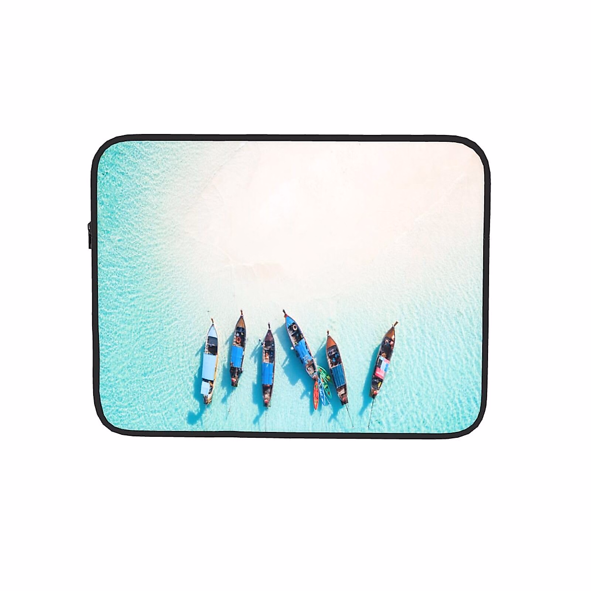 White Sand Beach and Boats 13 inch Portable Laptop Sleeve Compatible with MacBook Air Notebook Computer Case for Men Women College School Students