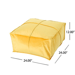 Christopher Knight Home Cytheria Honey Velvet Square Bean Bag Ottoman