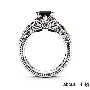 925 Sterling Silver Black Onyx and White Created Sapphire Women Ring Cushion Cut Cubic Zirconia Women's Engagement Ring