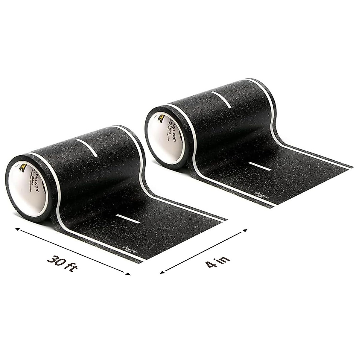 PlayTape Road Tape for Toy Cars - Sticks to Flat Surfaces; No Residue; 2-Pack of 30 ft. x 4 in. Black Road
